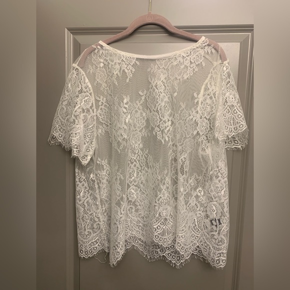 SHEIN | Tops | Plus White Lace Sheer Top | Poshmark